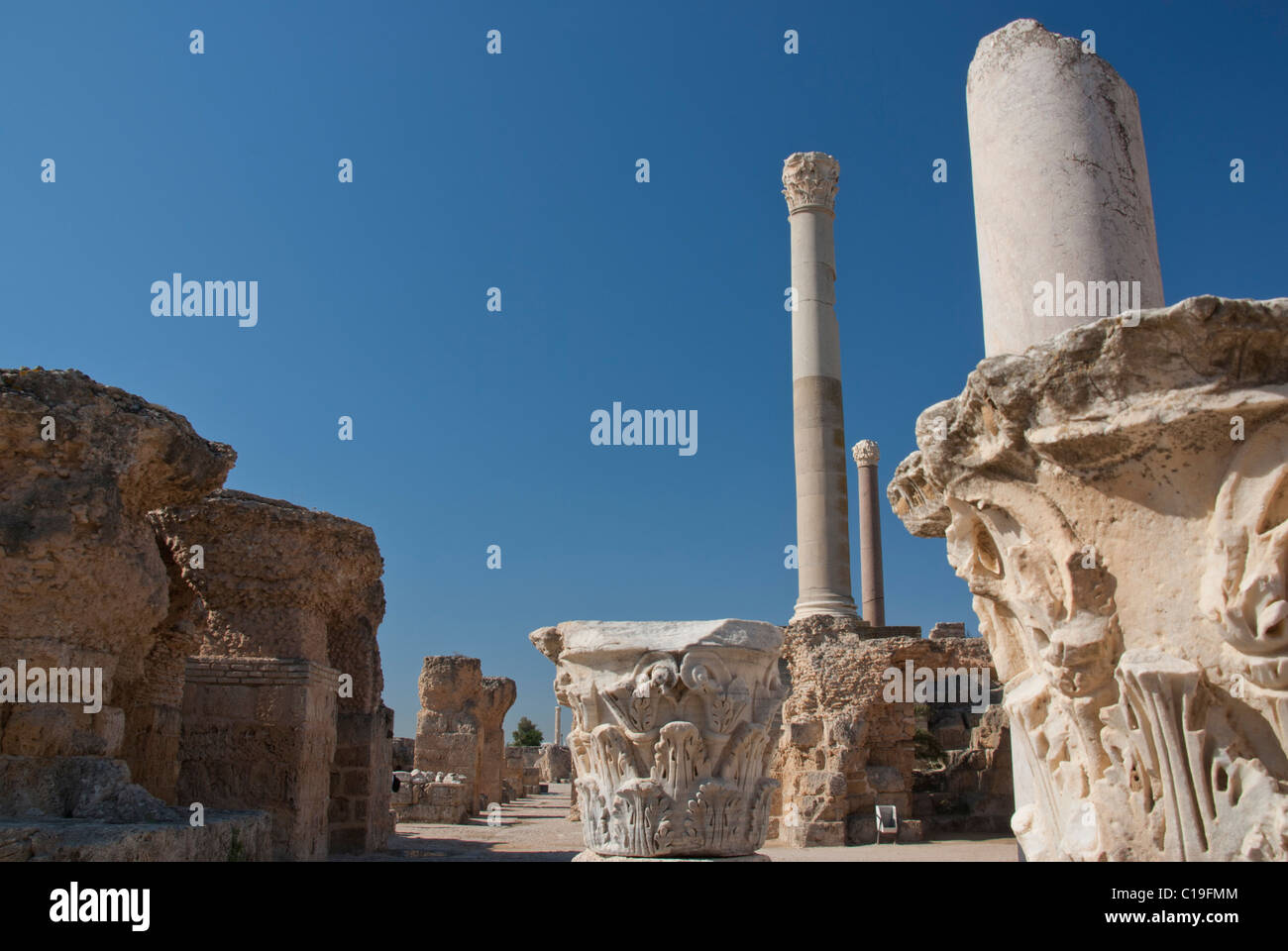 Tunisia, Carthage, Roman Ruins, Columns, Column Stock Photo - Alamy