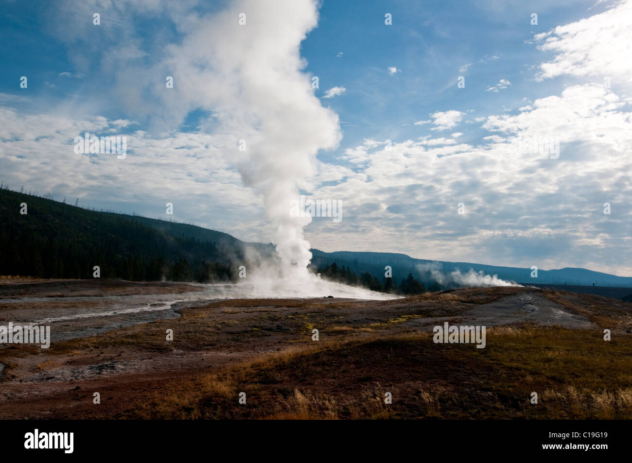 Geyser Hill, Views from Old Faithful Inn,Sulphurous,Mudpots,Pools ...