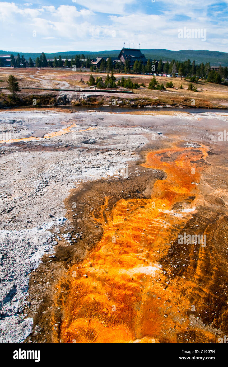 Geyser Hill, Views from Old Faithful Inn,Sulphurous,Mudpots,Pools ...