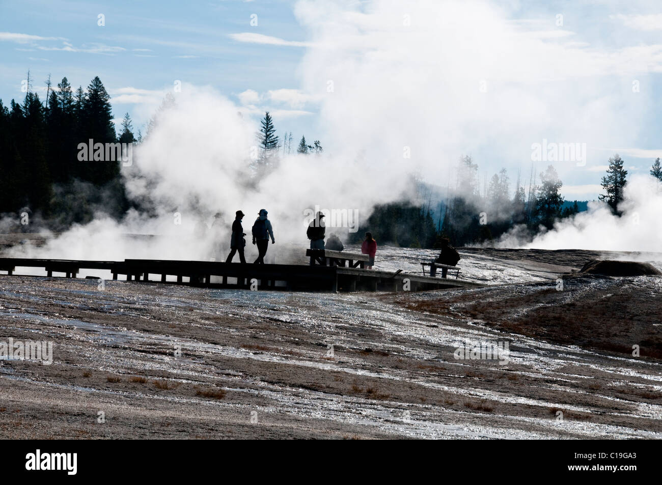 Geyser Hill, Views from Old Faithful Inn,Sulphurous,Mudpots,Pools ...