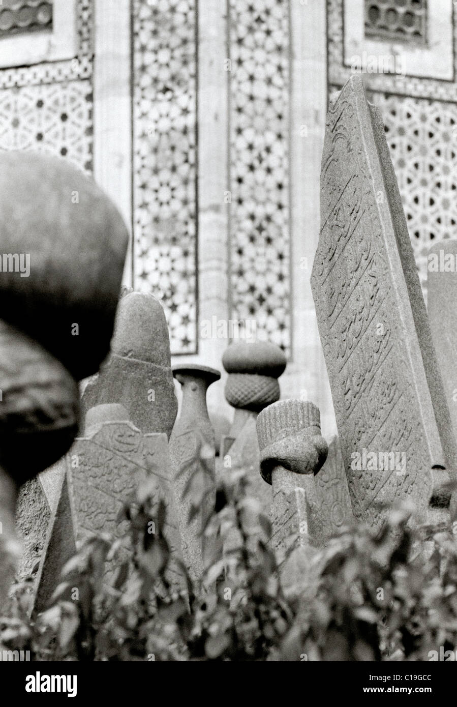 Islamic cemetery in Eyup Mosque at Golden Horn in Istanbul in Turkey in ...