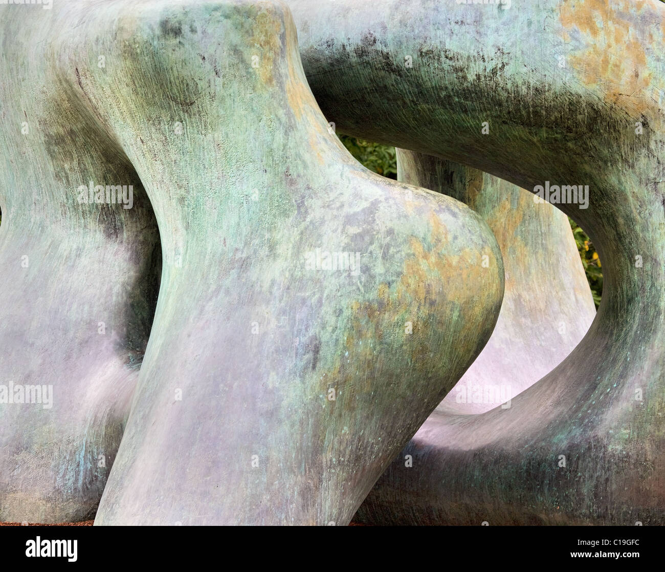Detail of Henry Moore's ' Large Two Forms ' a massive bronze sculpture ...