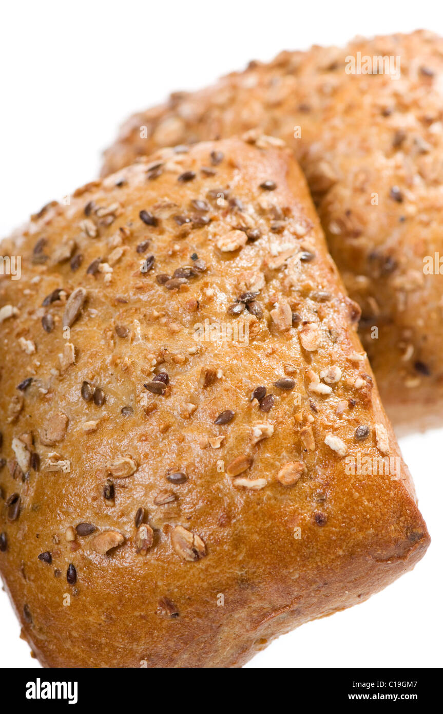 Baked graham rolls with flax and sunflower seeds Stock Photo - Alamy