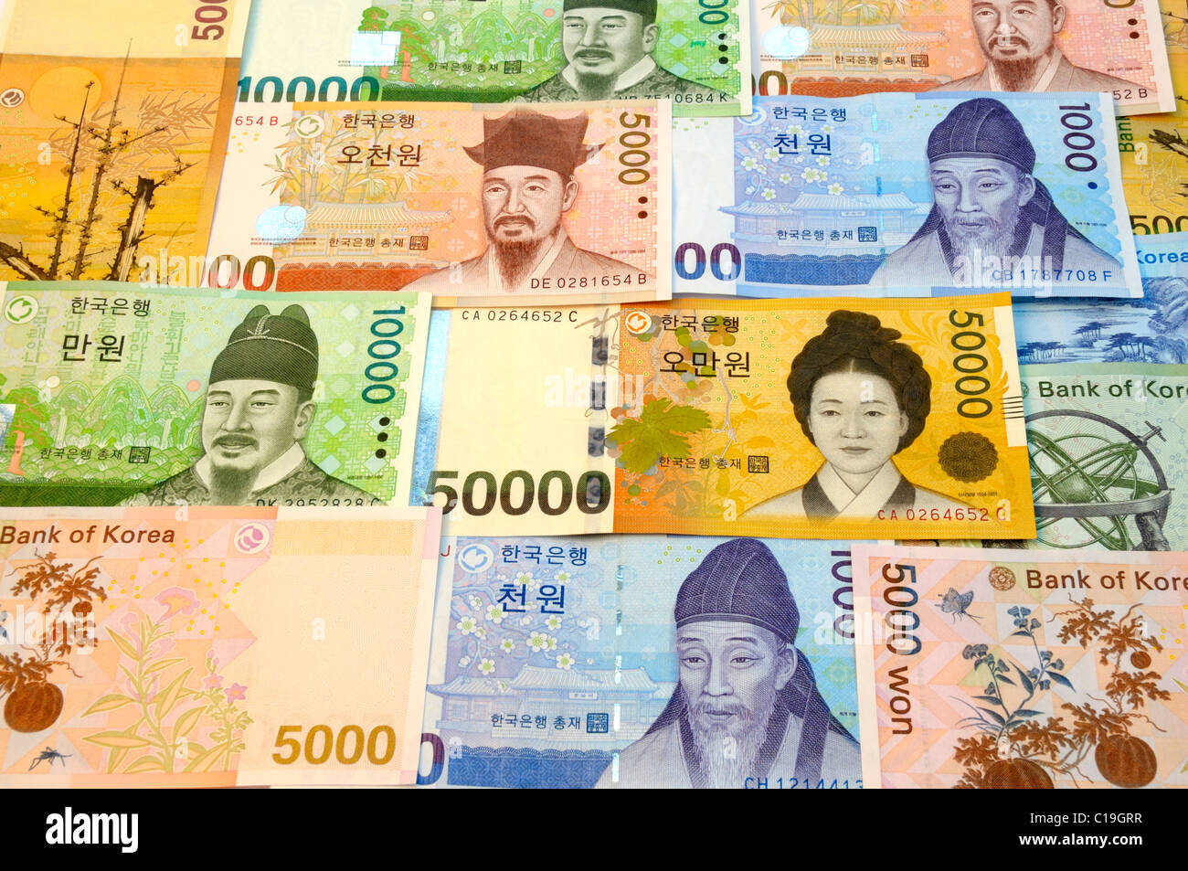 South Korea Won Bank Notes Stock Photo Alamy
