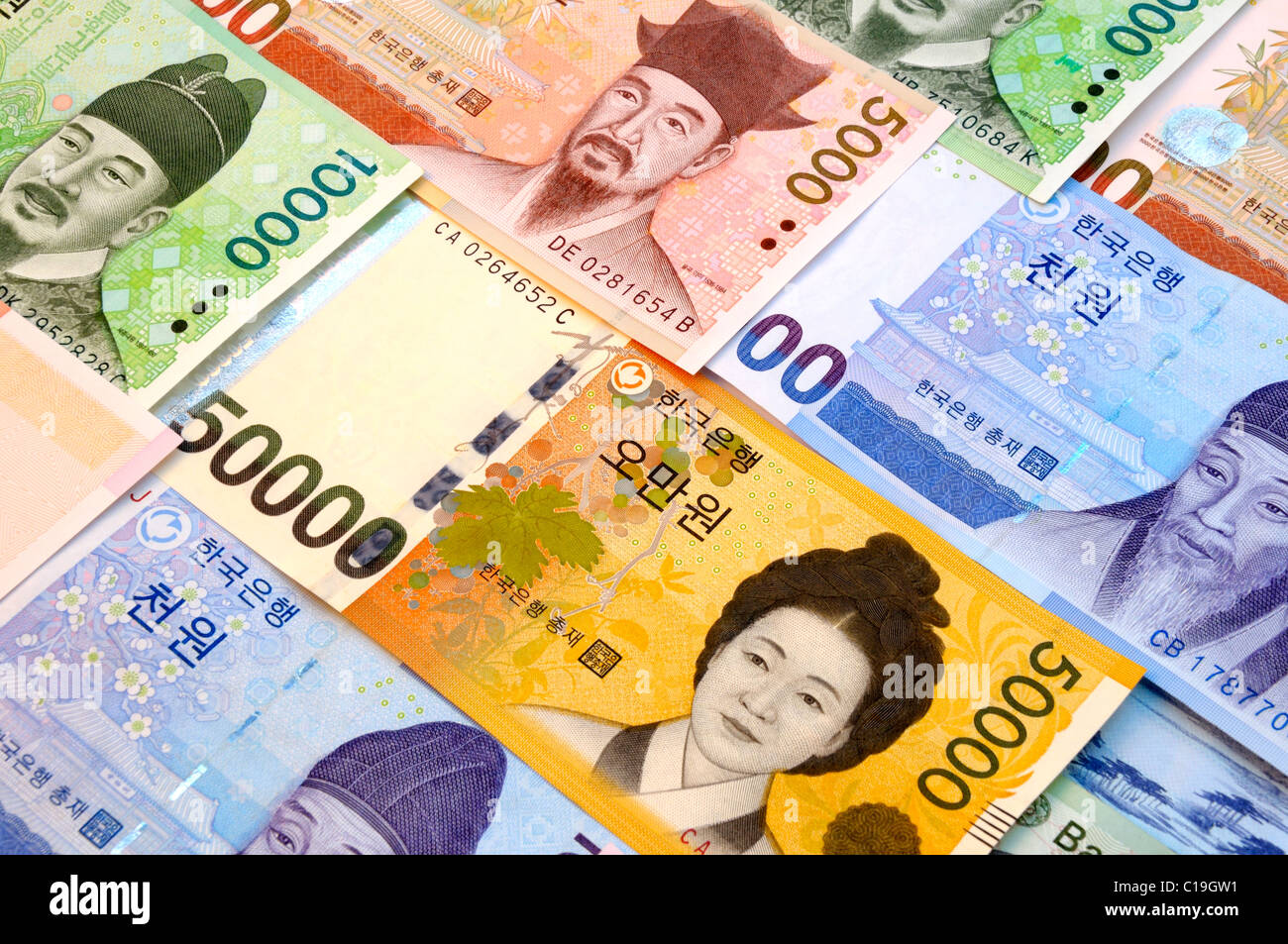 South Korea Won Bank Notes Stock Photo - Alamy