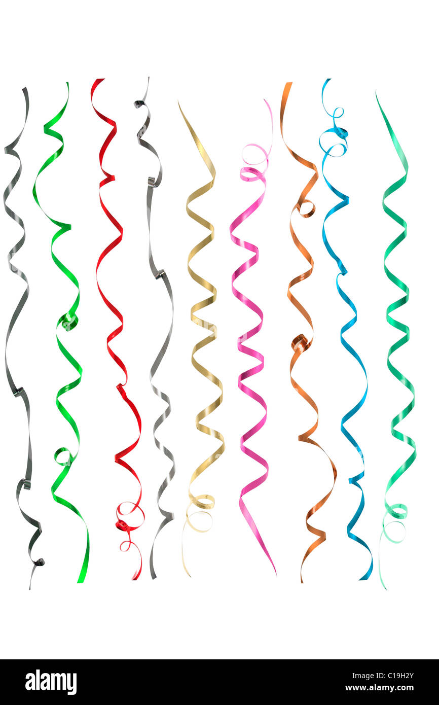 coloured streamers cut out and isolated on a white background Stock ...