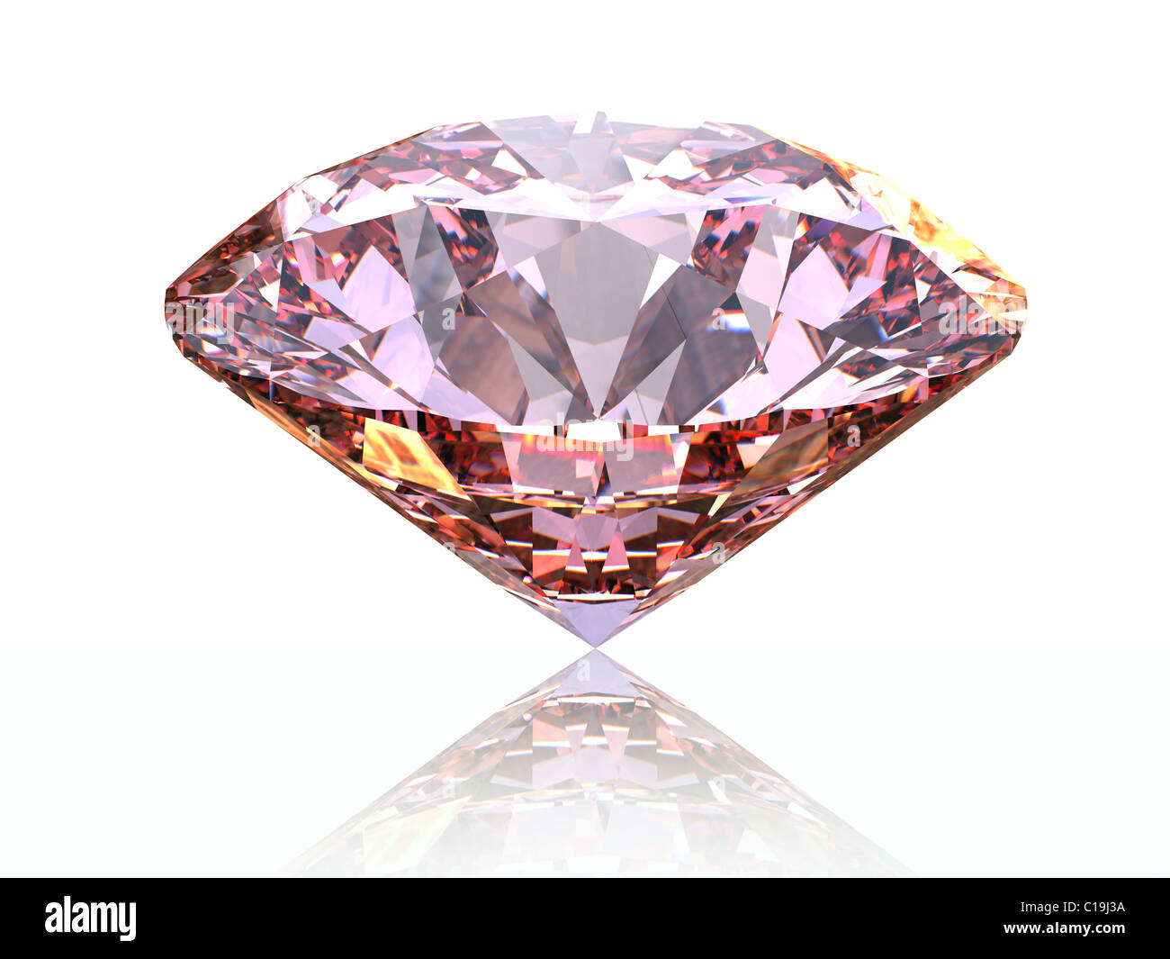 Pink diamond on white background with reflection Stock Photo - Alamy