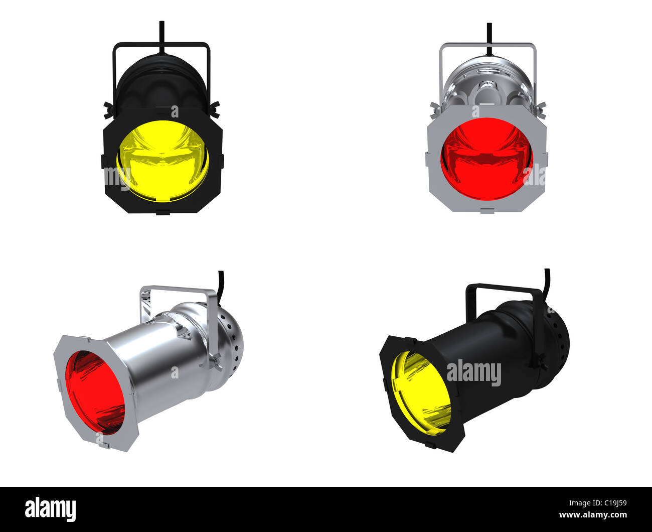 3D rendering spot lights on white background Stock Photo - Alamy