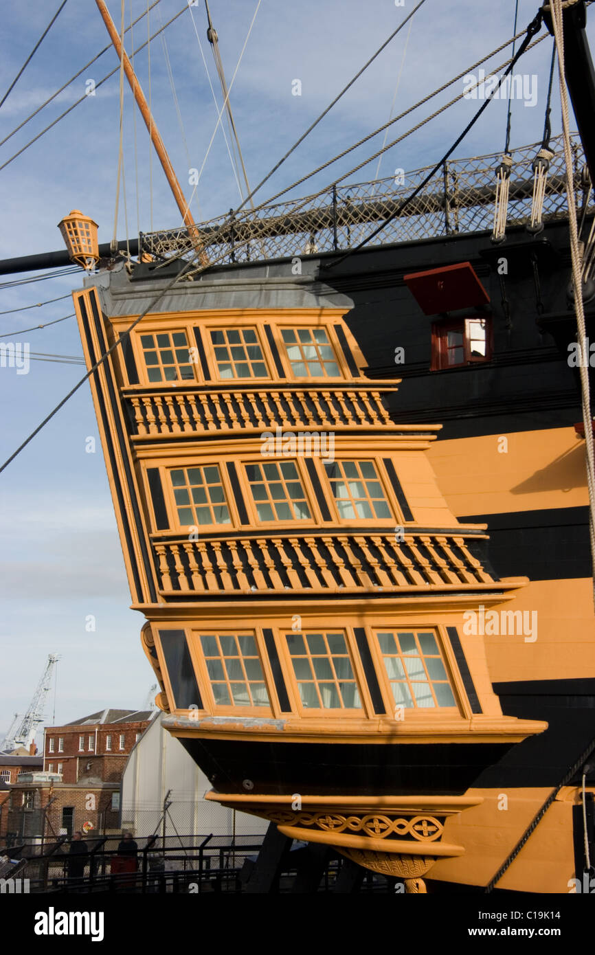 Nelson's flagship 'H.M.S.Victory' in dry dock at Portsmouth Harbour ...
