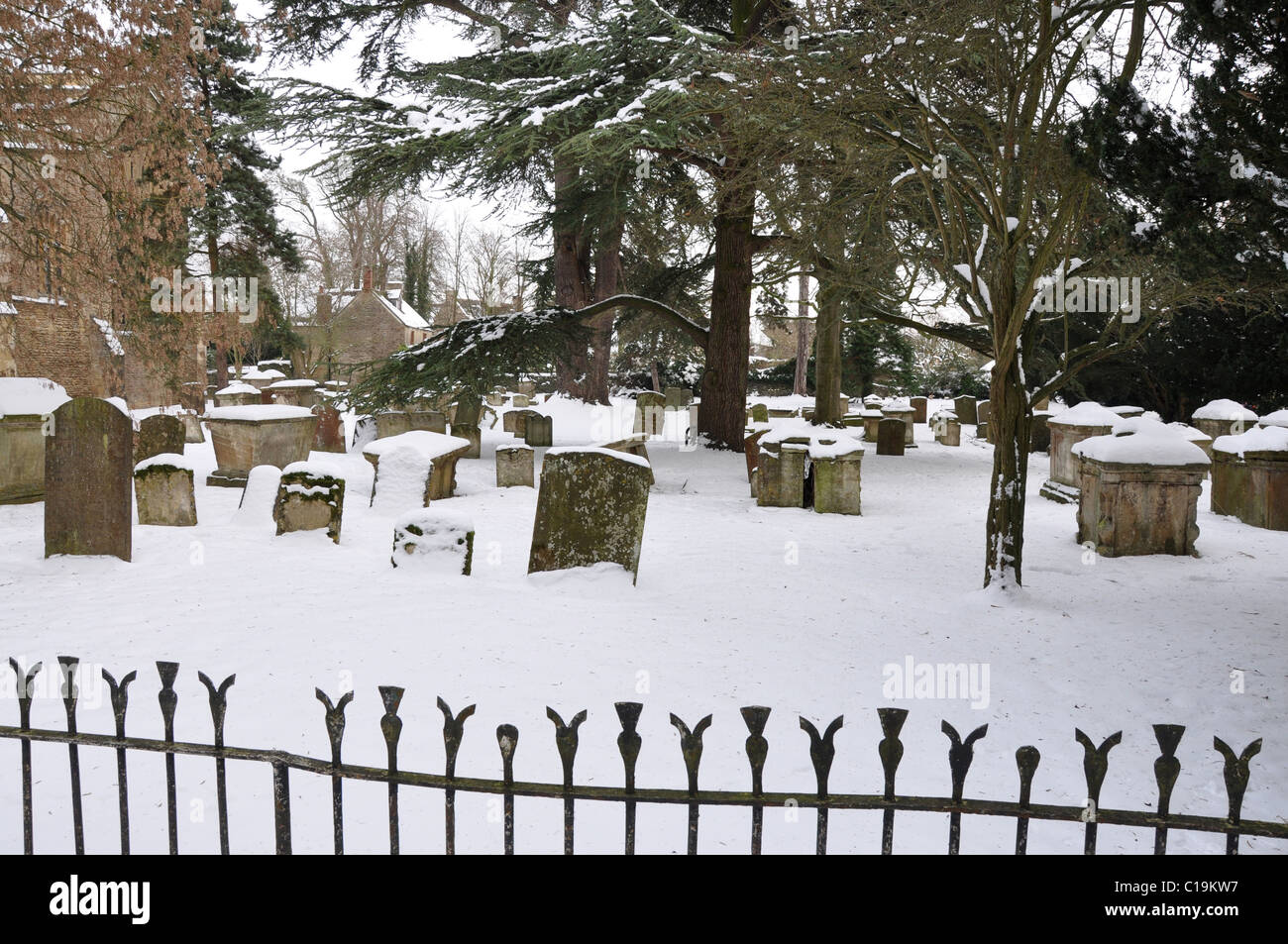 Graveyard in winter with snow Stock Photo - Alamy