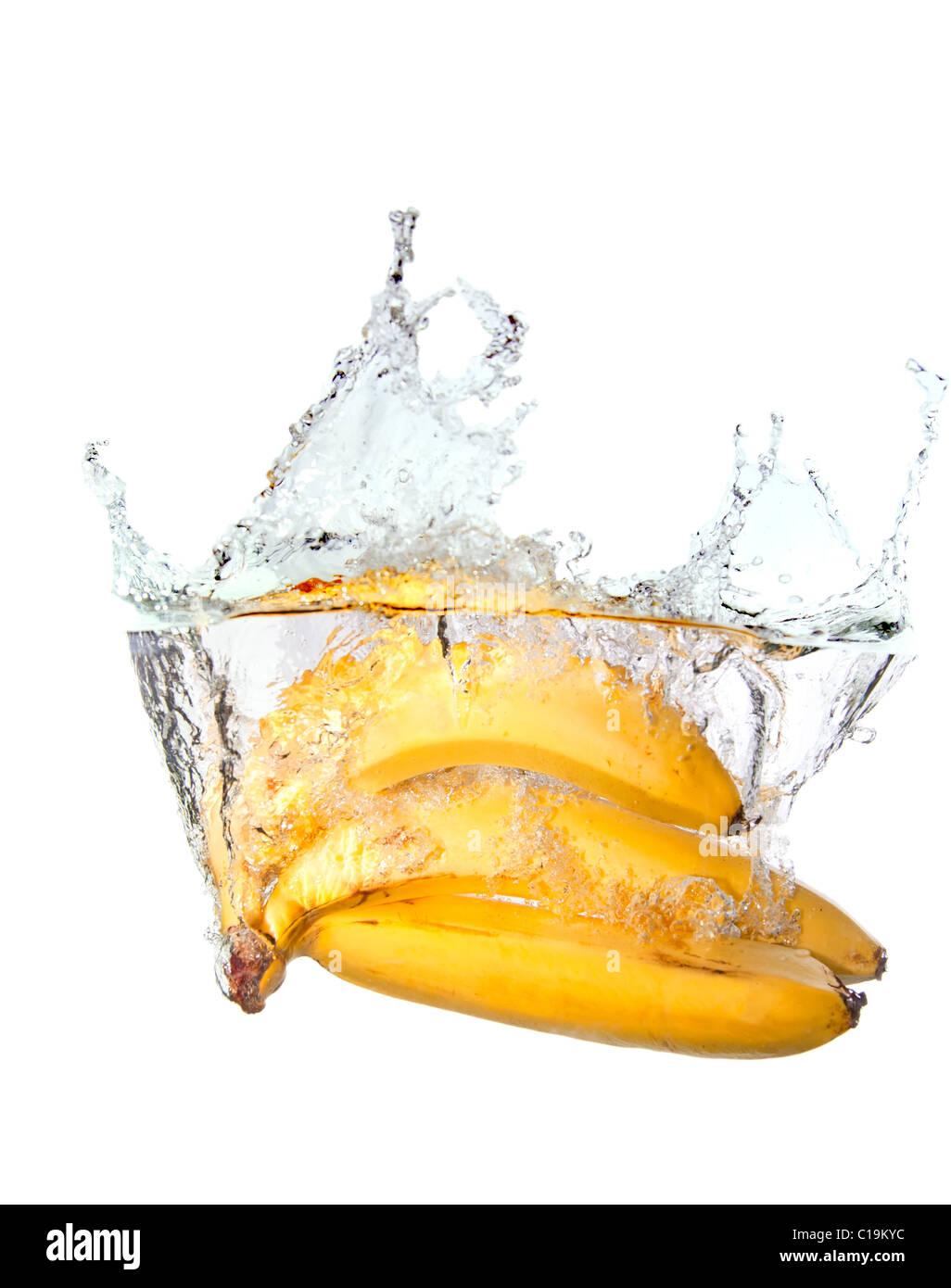 Bunch of bananas in water splash isolated on white background Stock ...