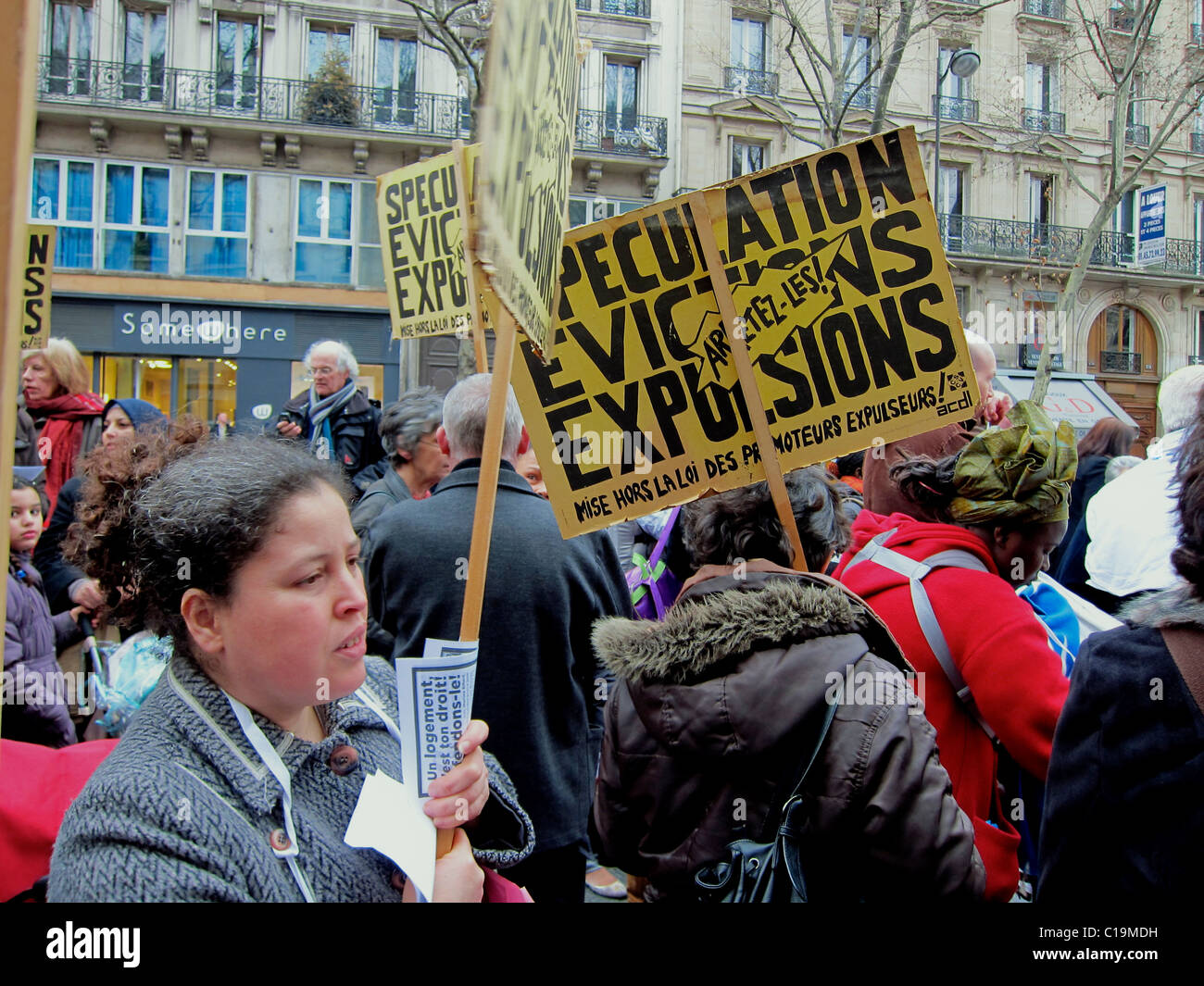 Paris, France, Woman Holding Protest Sign in D.A.L. Demonstration ...