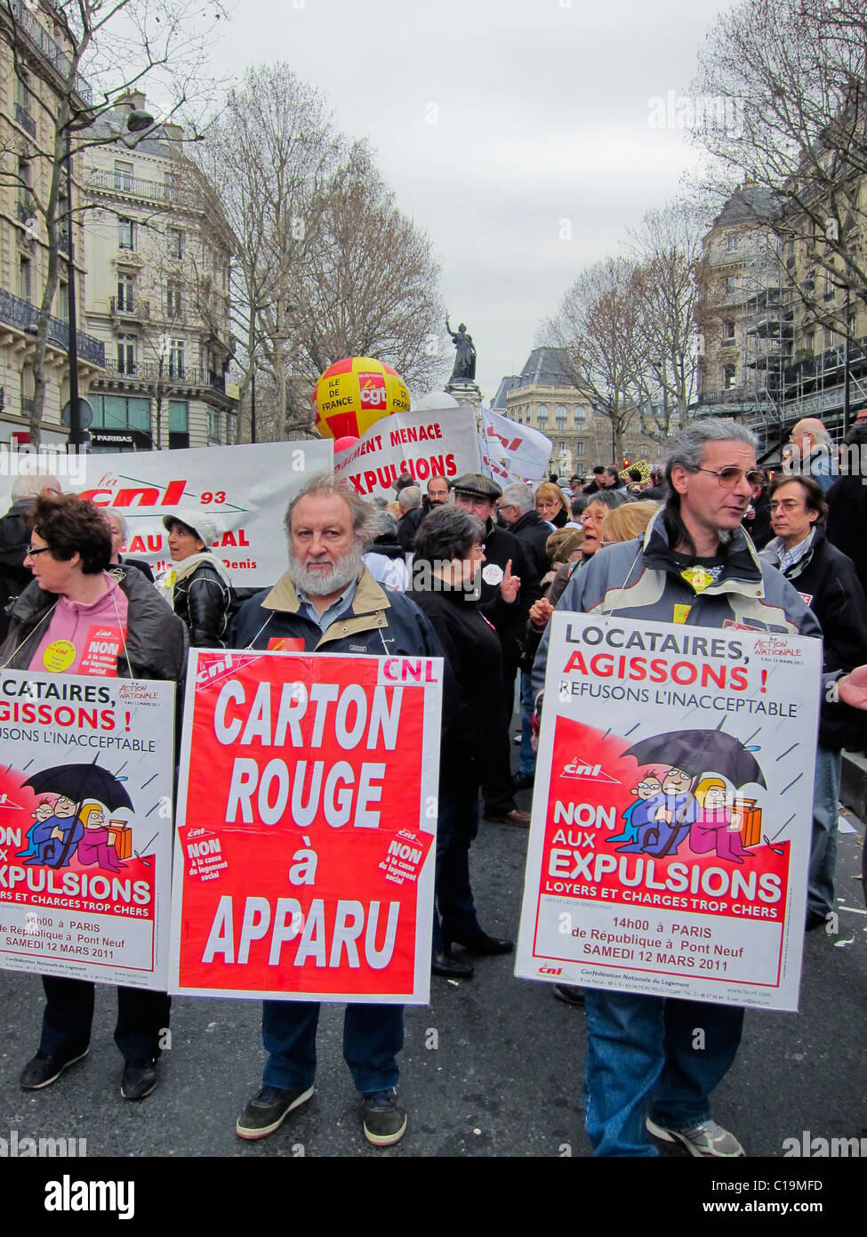 Paris, France, Crowd French People, Seniors, in Street Demonstration ...