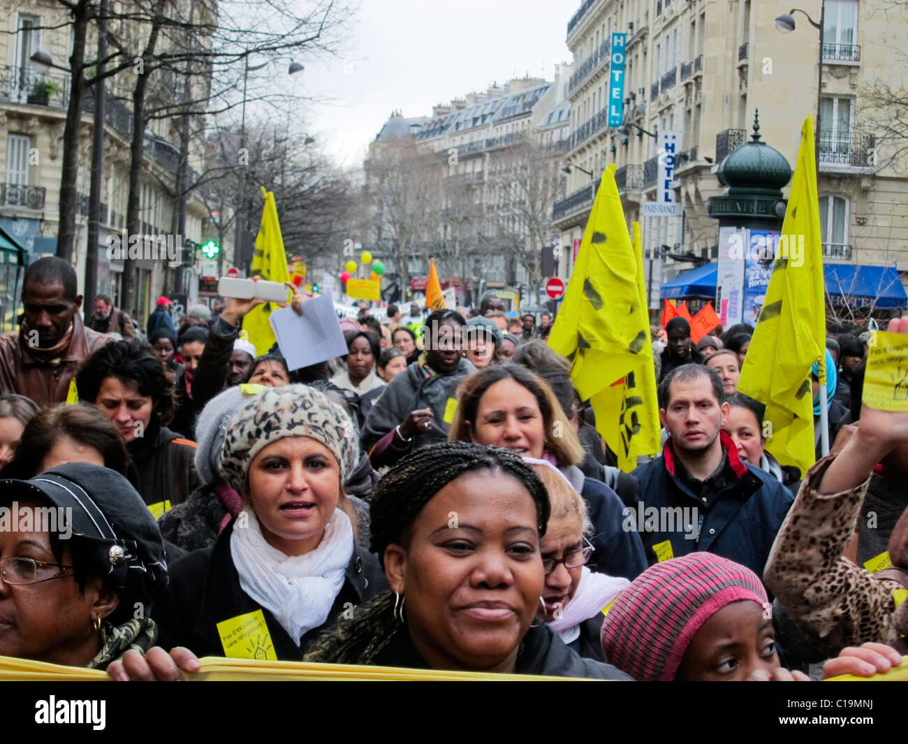 Paris, France, Crowd Demonstration Protesting Against Forced Housing ...
