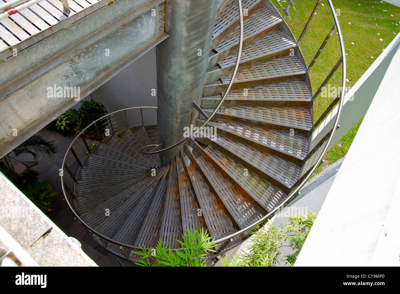 Spiral Staircase to Roof Top Garden in Building Stock Photo - Alamy