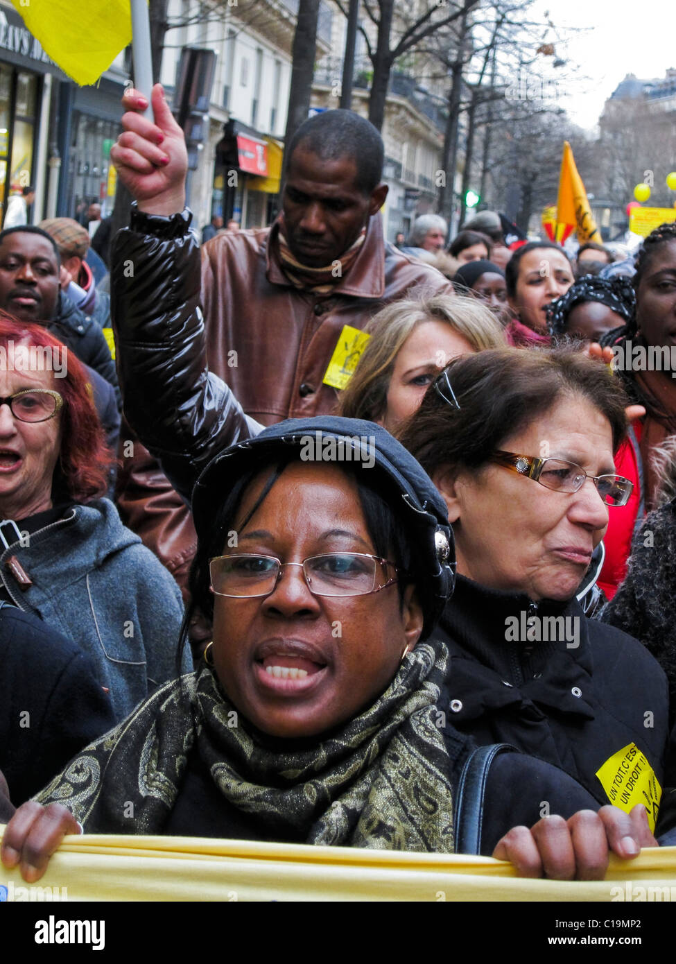 Paris, France, Crowd Marching at D.A.L. Demonstration Protesting Forced ...