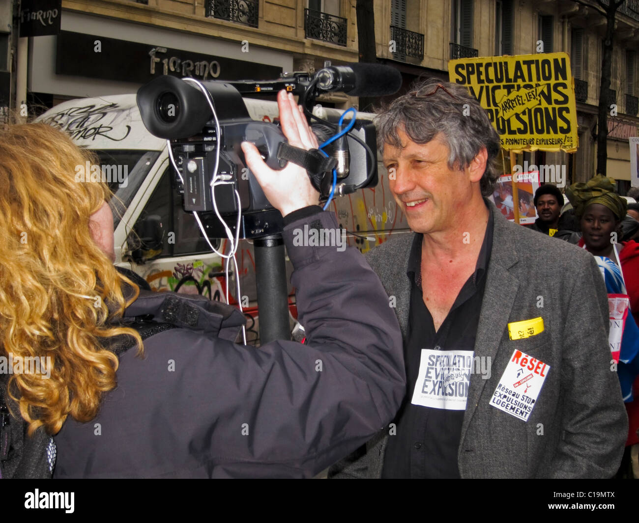 Paris, France, Demonstration Protesting Against Housing Expulsions, TV ...