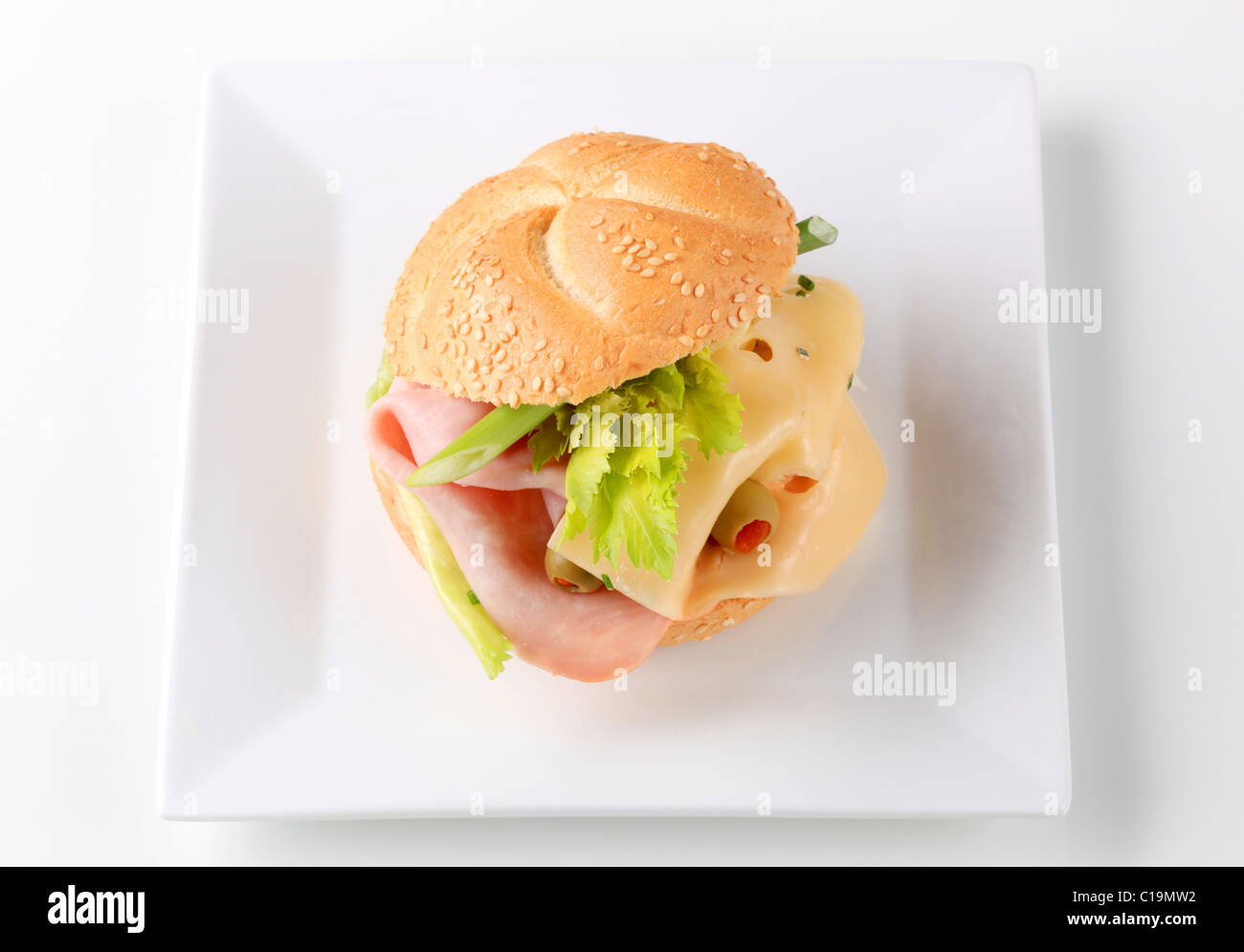 Ham and cheese sandwich on a plate Stock Photo - Alamy