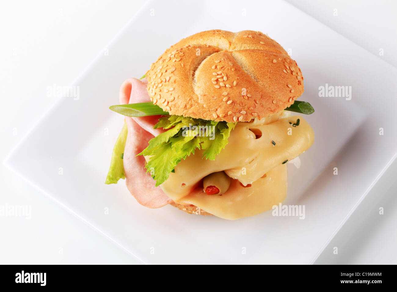 Ham and cheese sandwich on a plate Stock Photo - Alamy