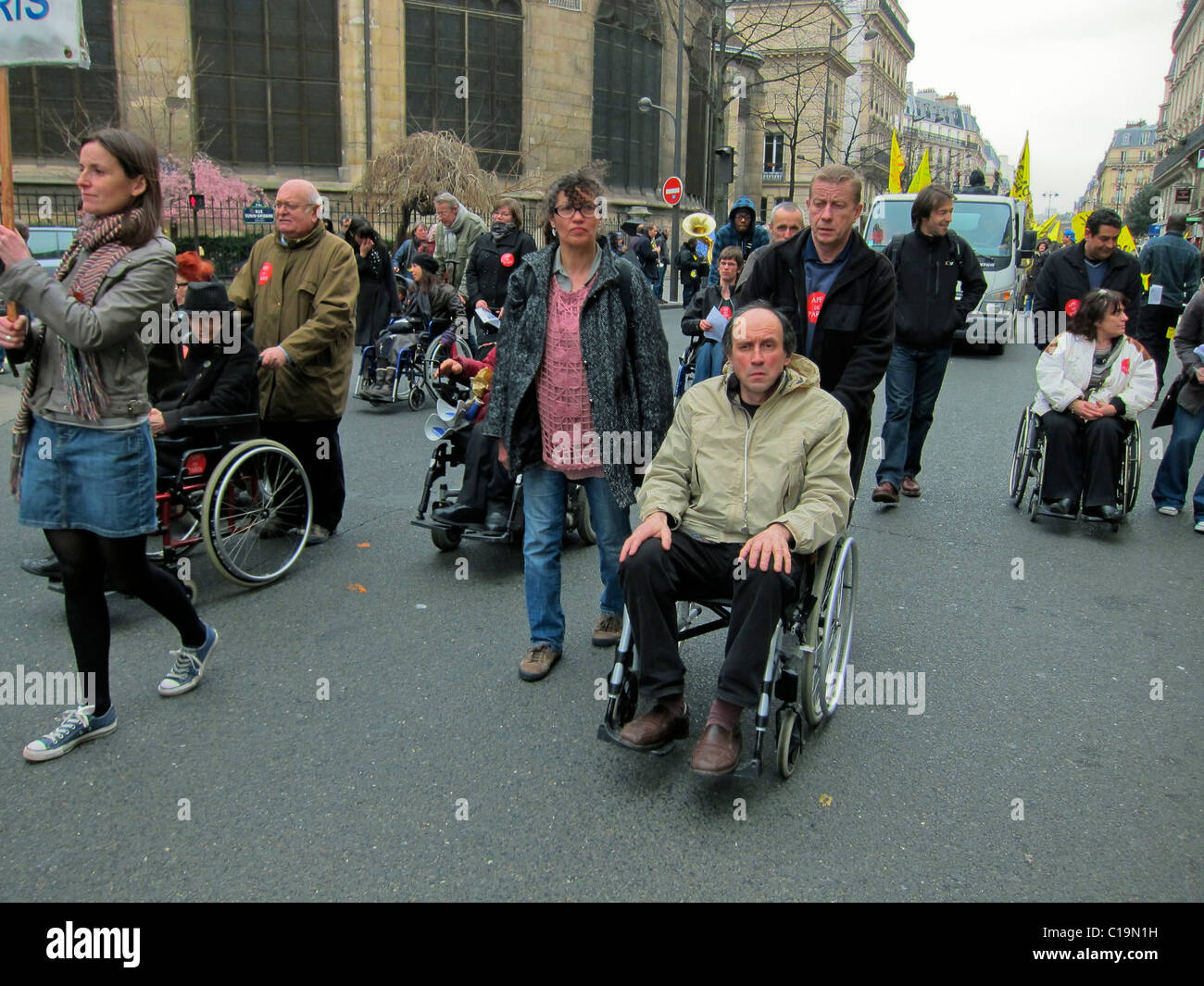 Paris, France, Group of Handicapped Persons, in Public Demonstration ...