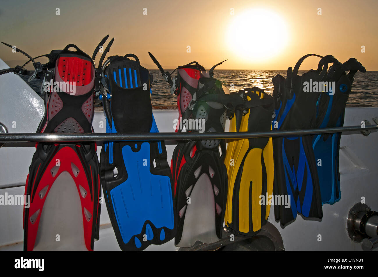 Orange diving fins hi-res stock photography and images - Alamy