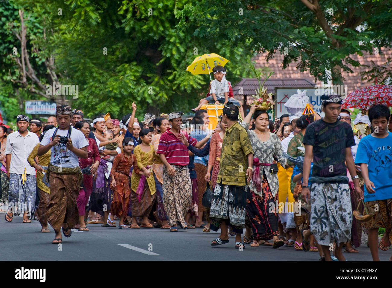 A Balinese Hindu cremation ceremony taking place in the village of ...