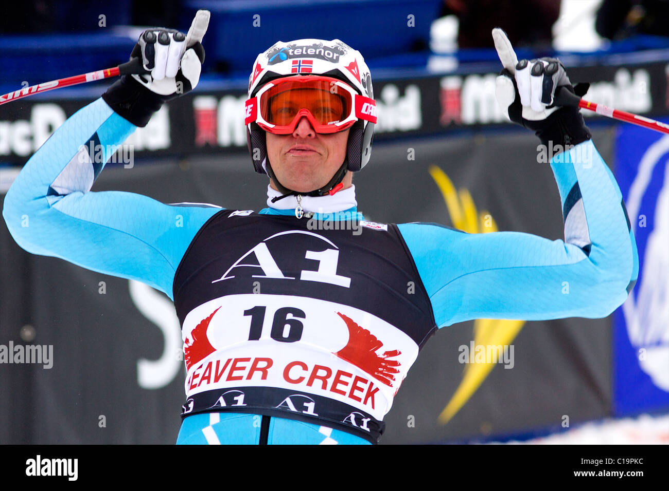 Aksel Lund Svindal selebrating his win at Beaver creek Stock Photo - Alamy