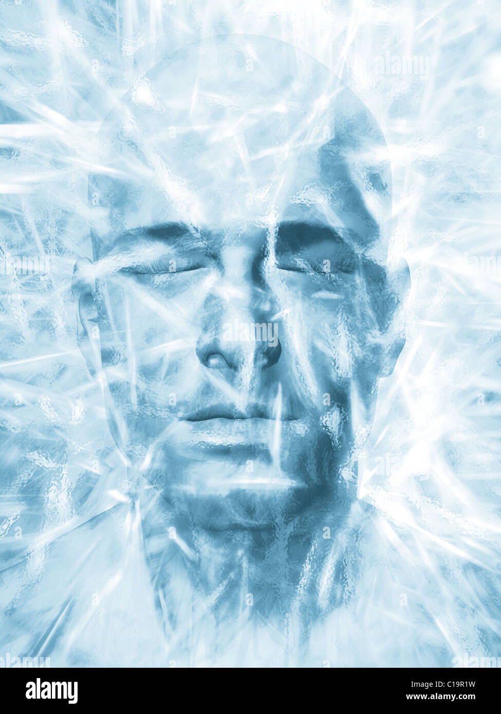 Man in ice block store