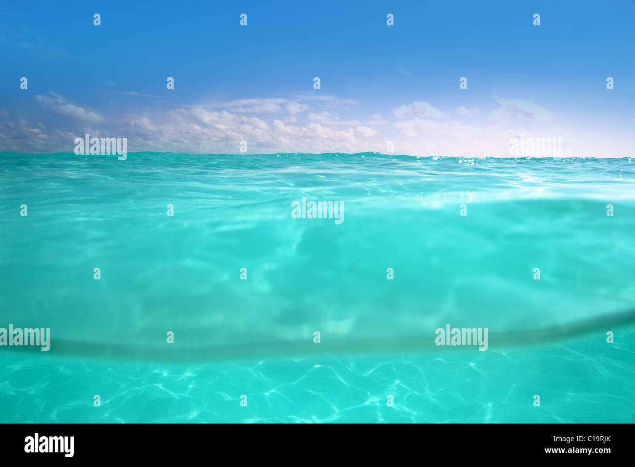 clear waterline caribbean sea underwater and blue sea Stock Photo - Alamy