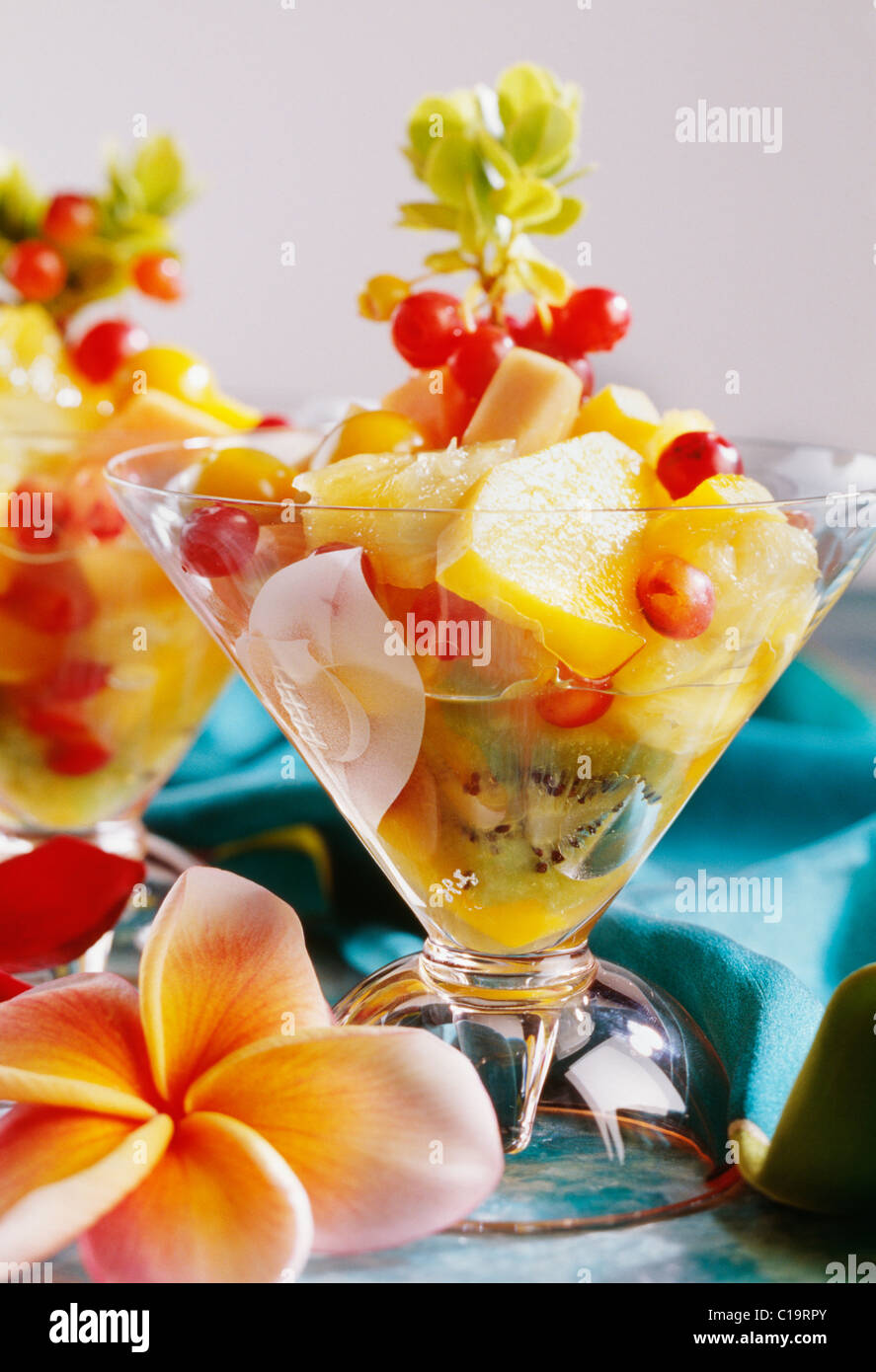 Fruit salad in glass Stock Photo - Alamy