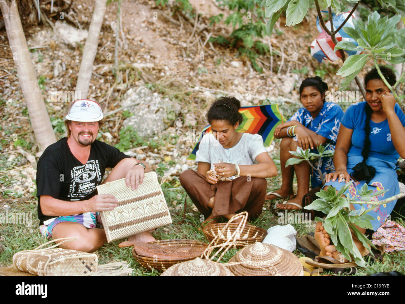 Basket Weaving, Vavau, Tonga Stock Photo - Alamy