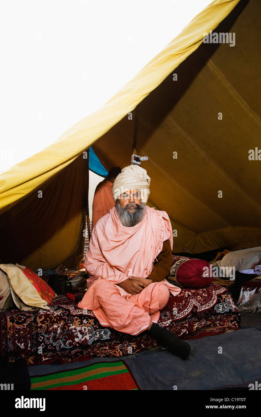Sadhu sitting in a tent, Haridwar, Uttarakhand, India Stock Photo - Alamy