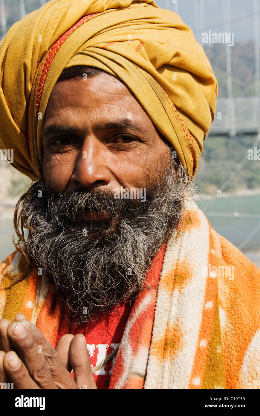 Close-up of a sadhu praying, Rishikesh, Uttarakhand, India Stock Photo ...
