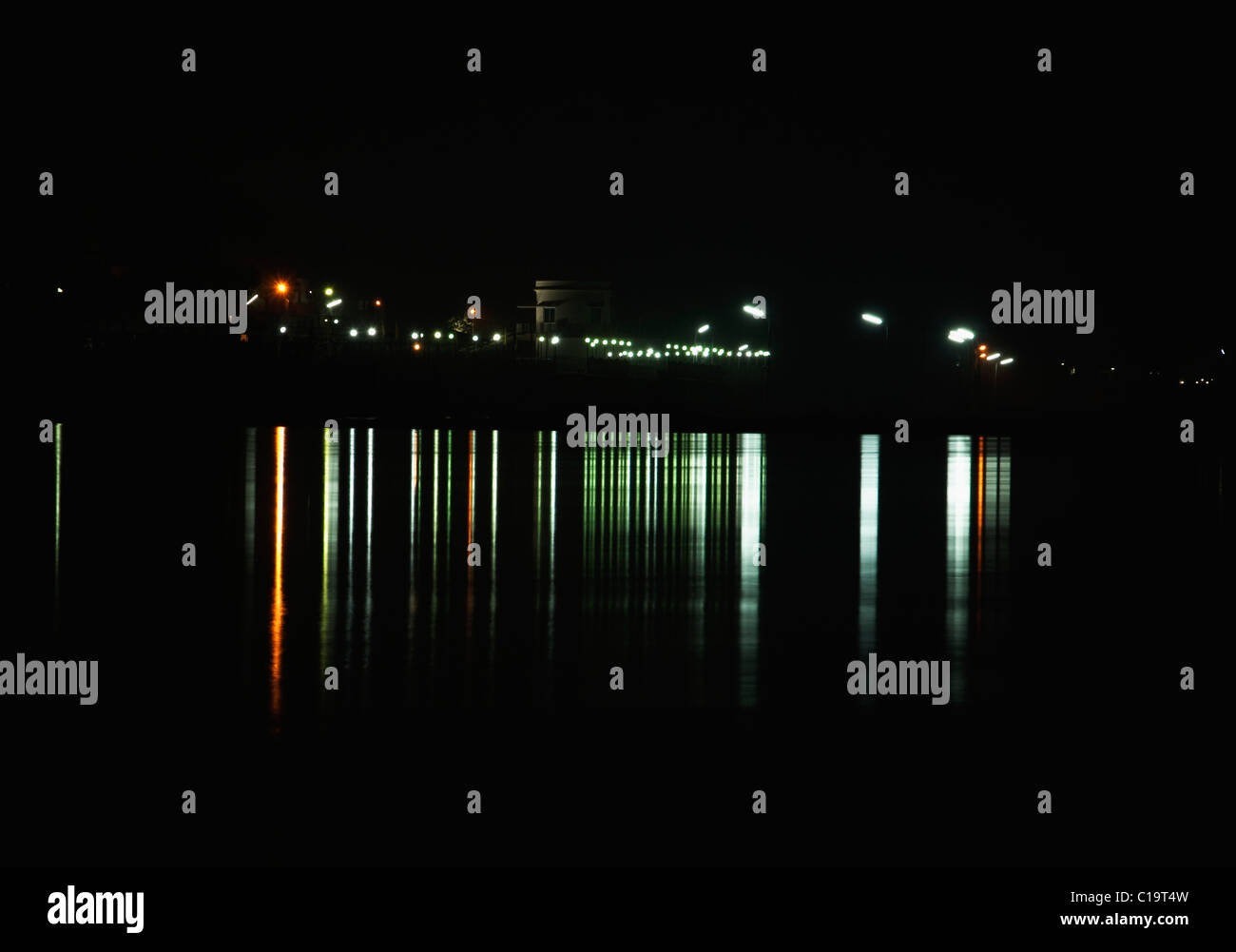 Reflection of buildings in water, Ganges River, Rishikesh, Uttarakhand ...