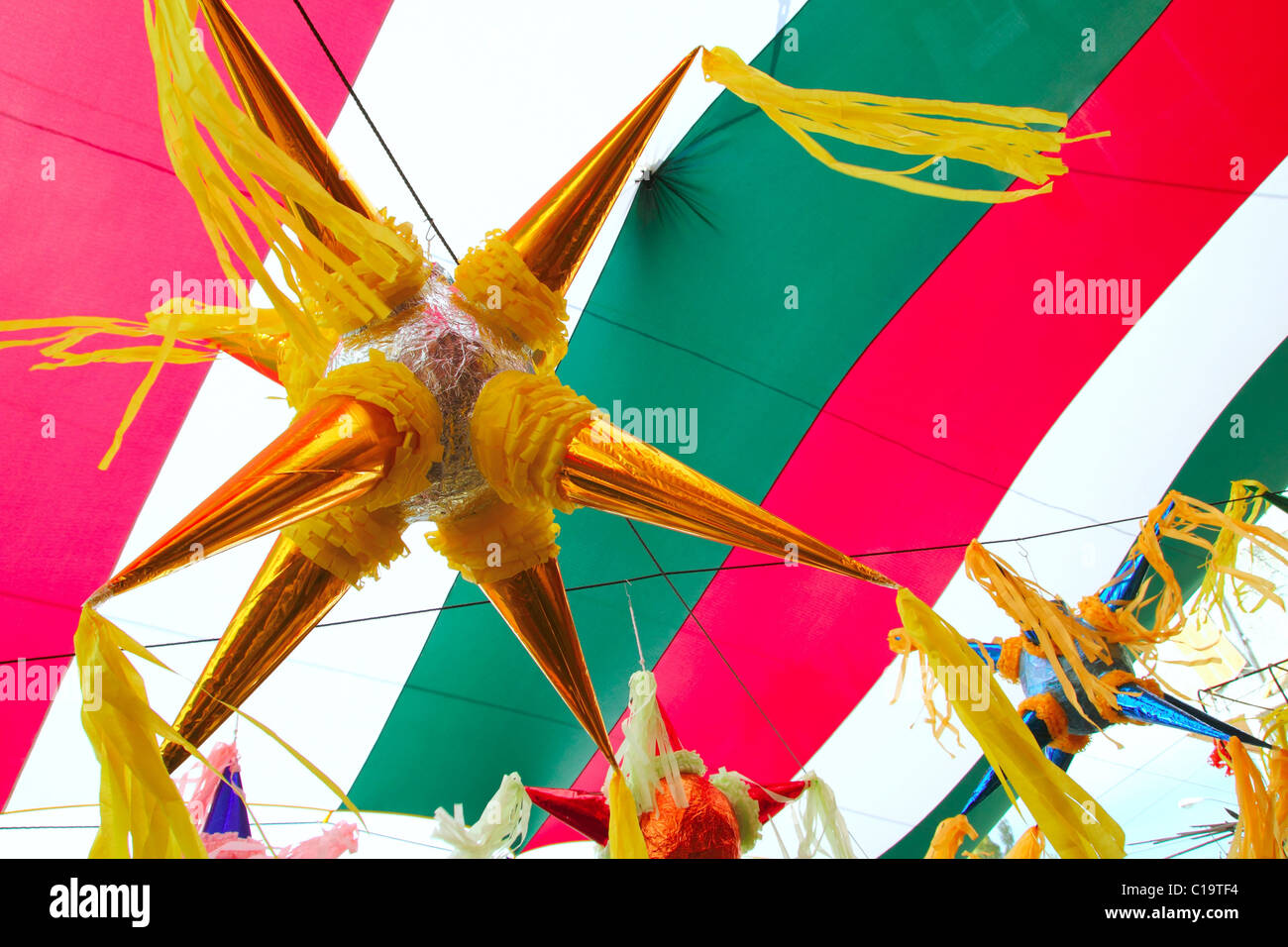 Mexican colorful pinata in mexico with flag background Stock Photo - Alamy