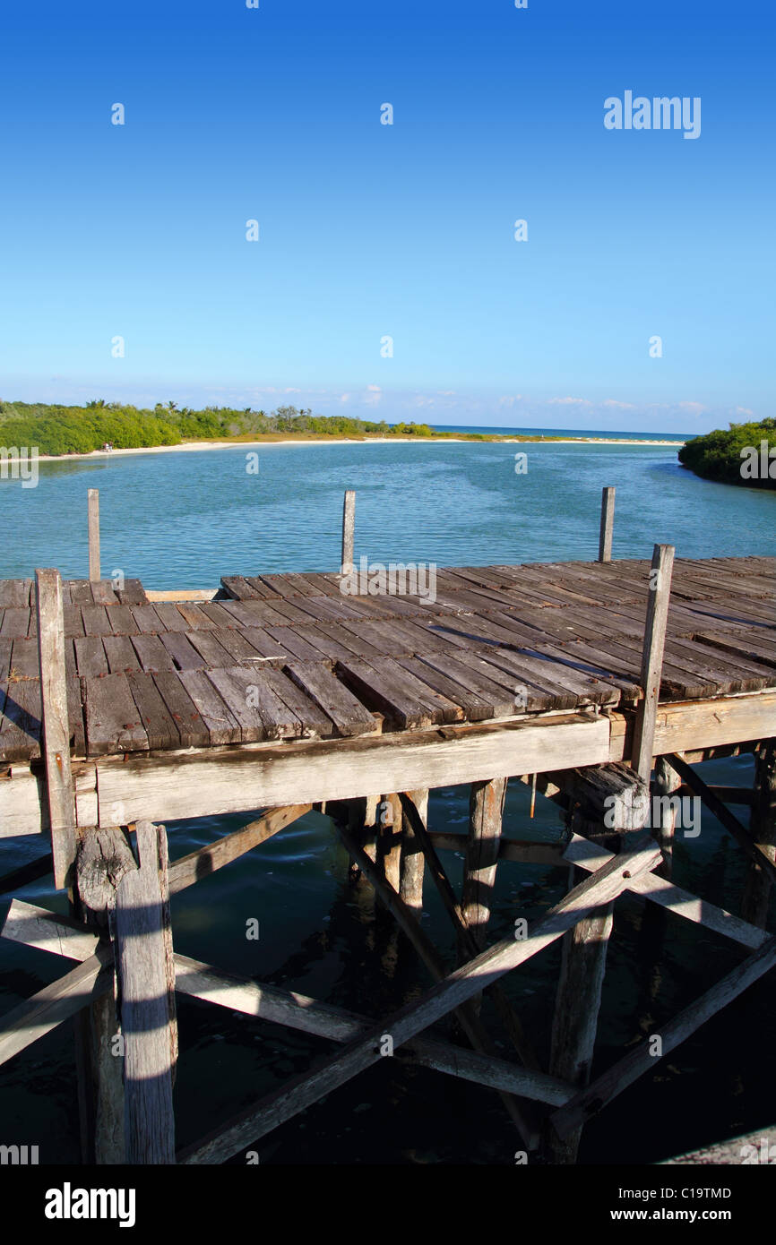 aged tropical wood bridge in Sian Kaan Tulum mexico Stock Photo - Alamy