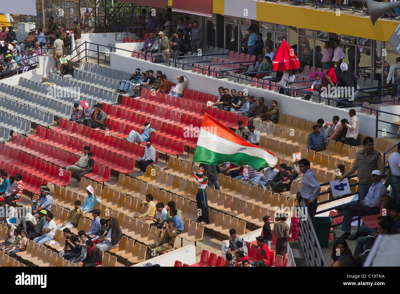 Spectators in a cricket stadium, Captain Roop Singh Stadium, Gwalior ...