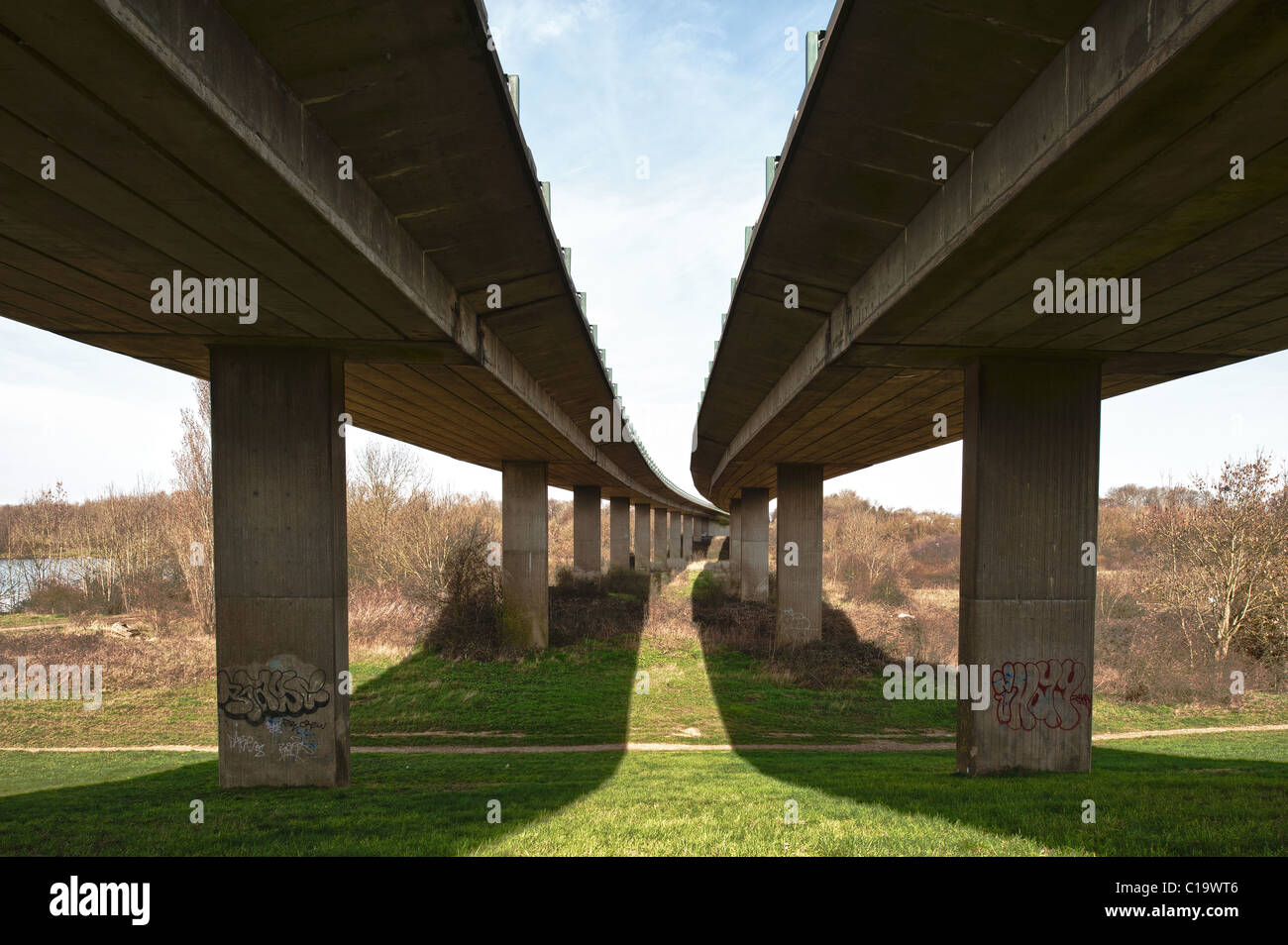 beneath freeway concrete motorway autobahn highway dual carriage way ...