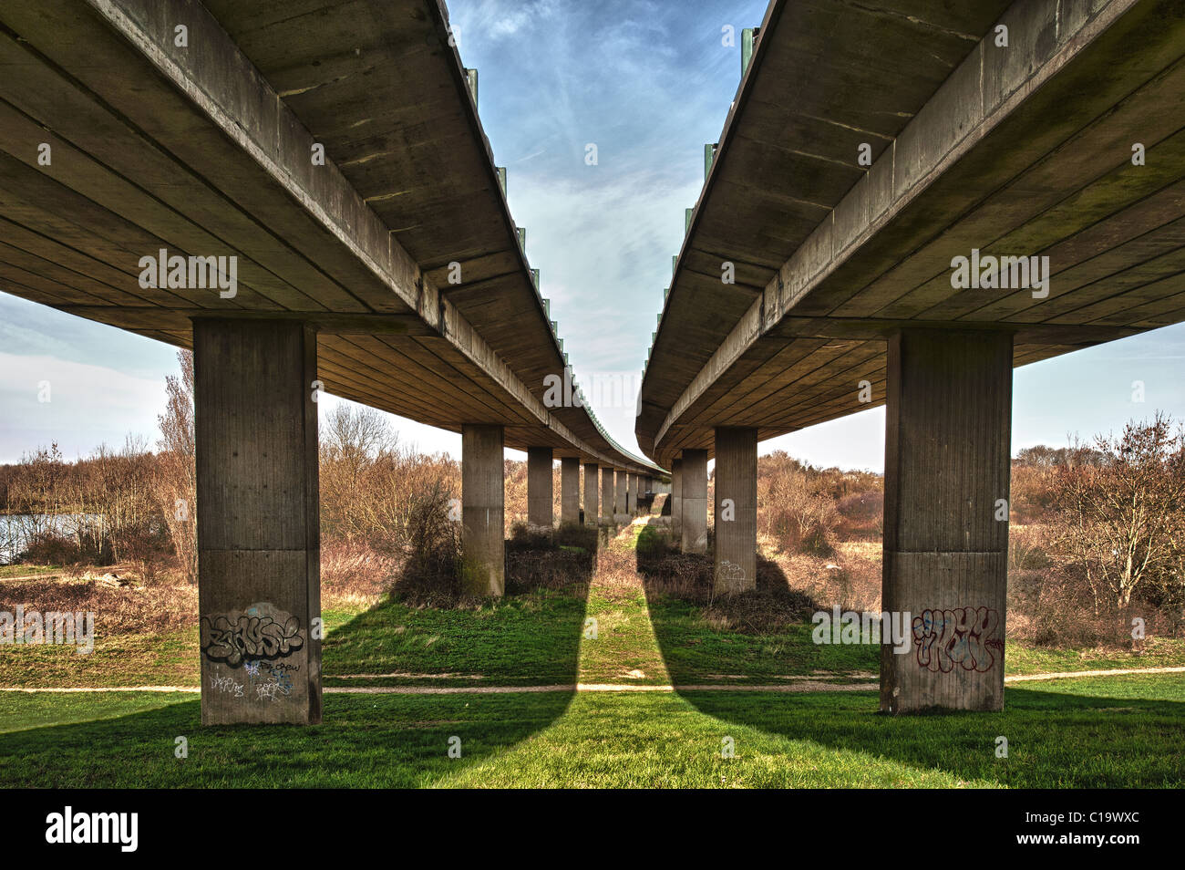 beneath freeway concrete motorway autobahn highway dual carriage way ...