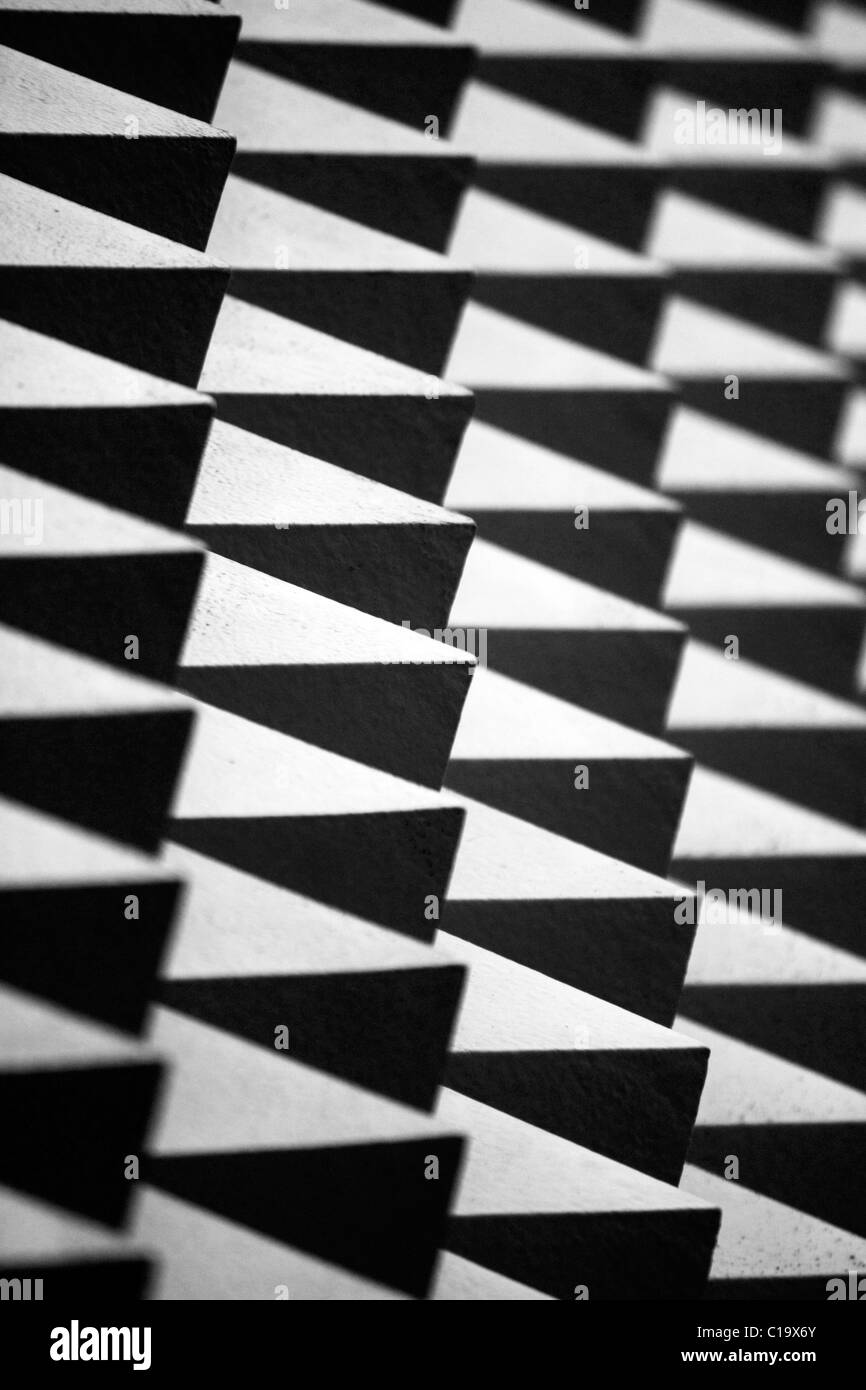Abstract closeup view of a spiked wall in black and white Stock Photo ...