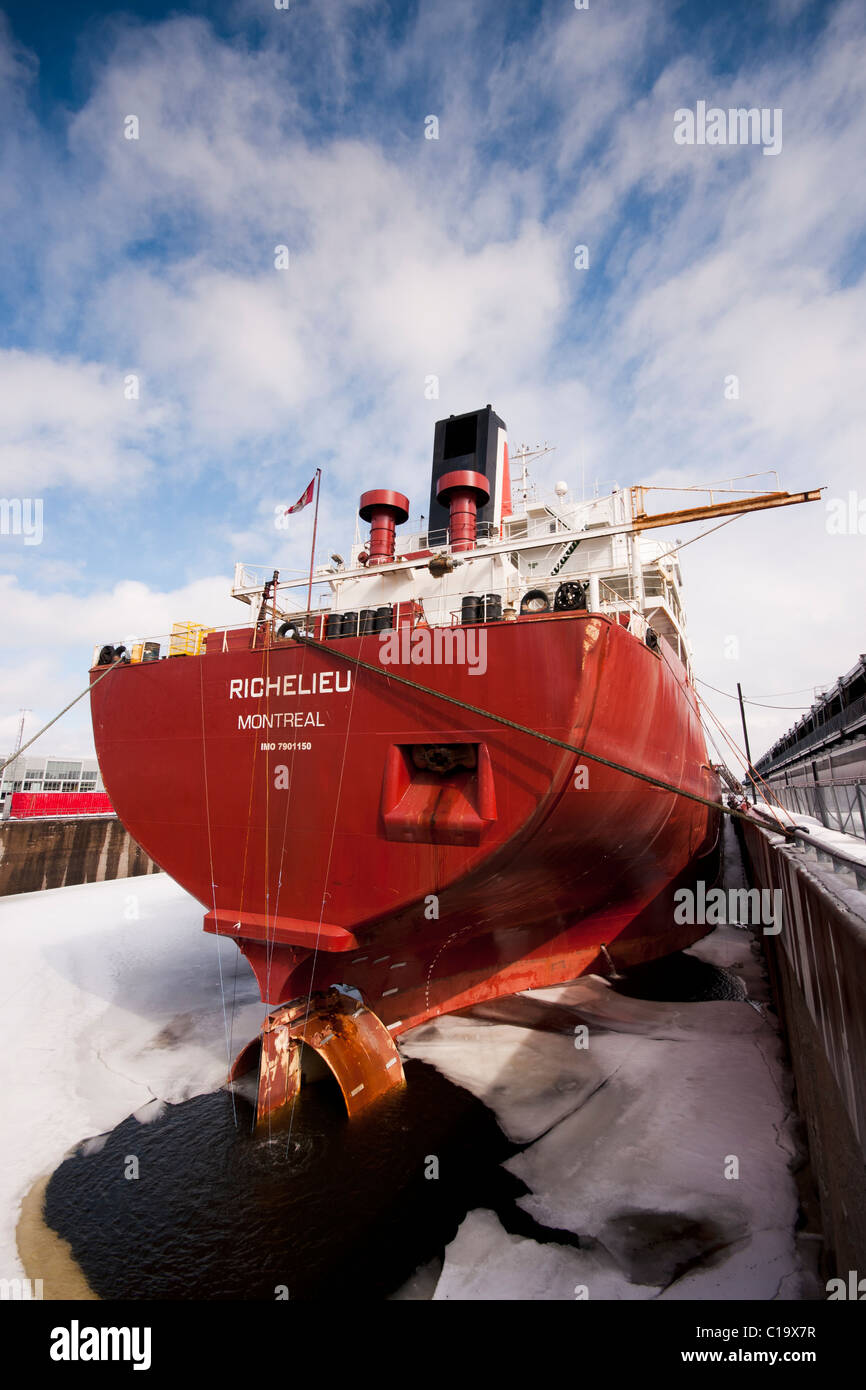 Ship in the old port of Montreal Canada Stock Photo - Alamy