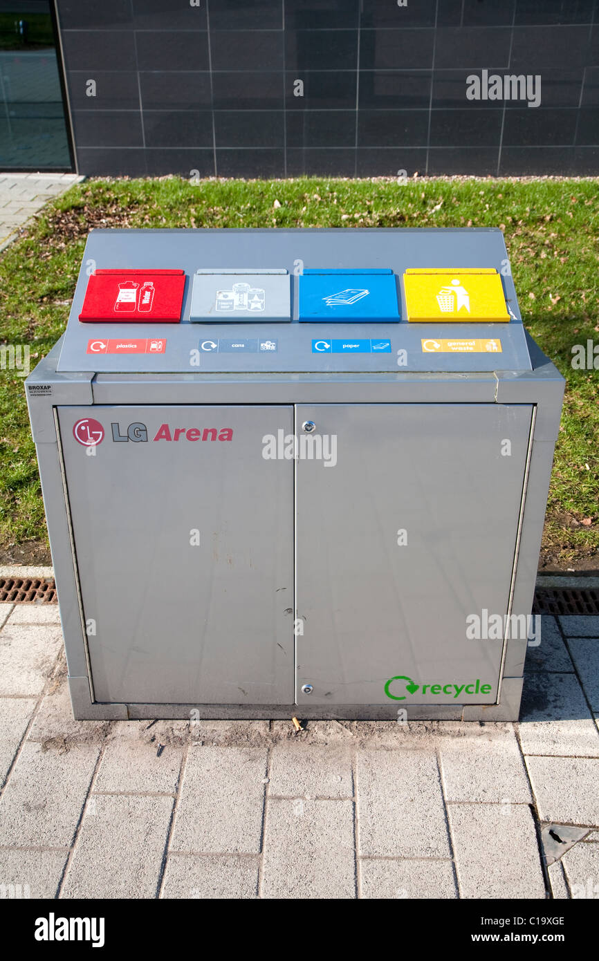 Recycling bin at the LG Arena, NEC, Birmingham Stock Photo - Alamy