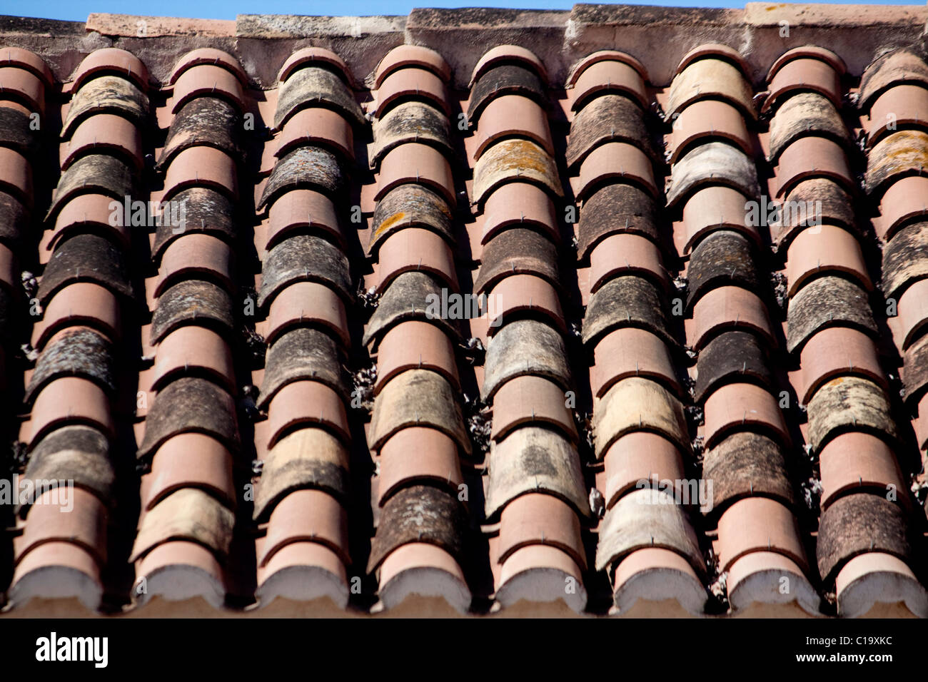 View of a old rough tile rooftop Stock Photo - Alamy