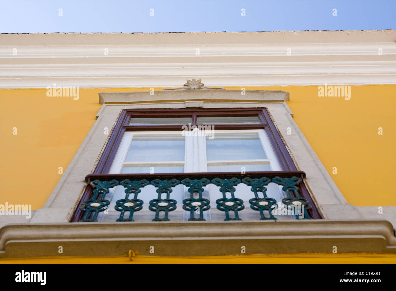 Below perspective view of the window of portuguese houses Stock Photo ...