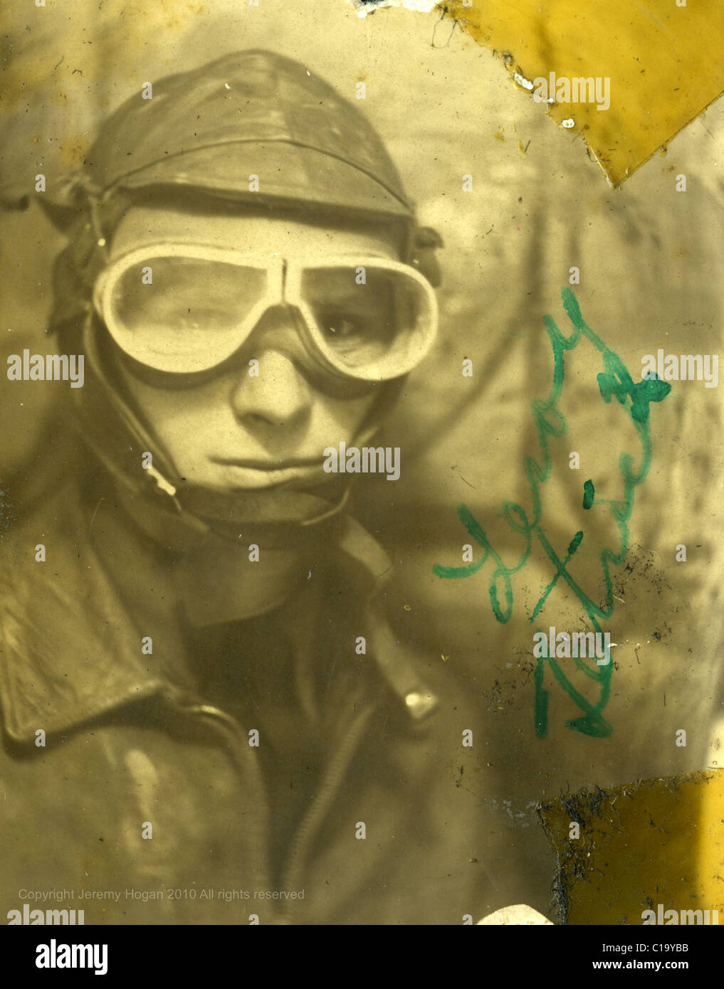 Photobooth portrait of airplane pilot crewman in the mid 1940s WWII era ...