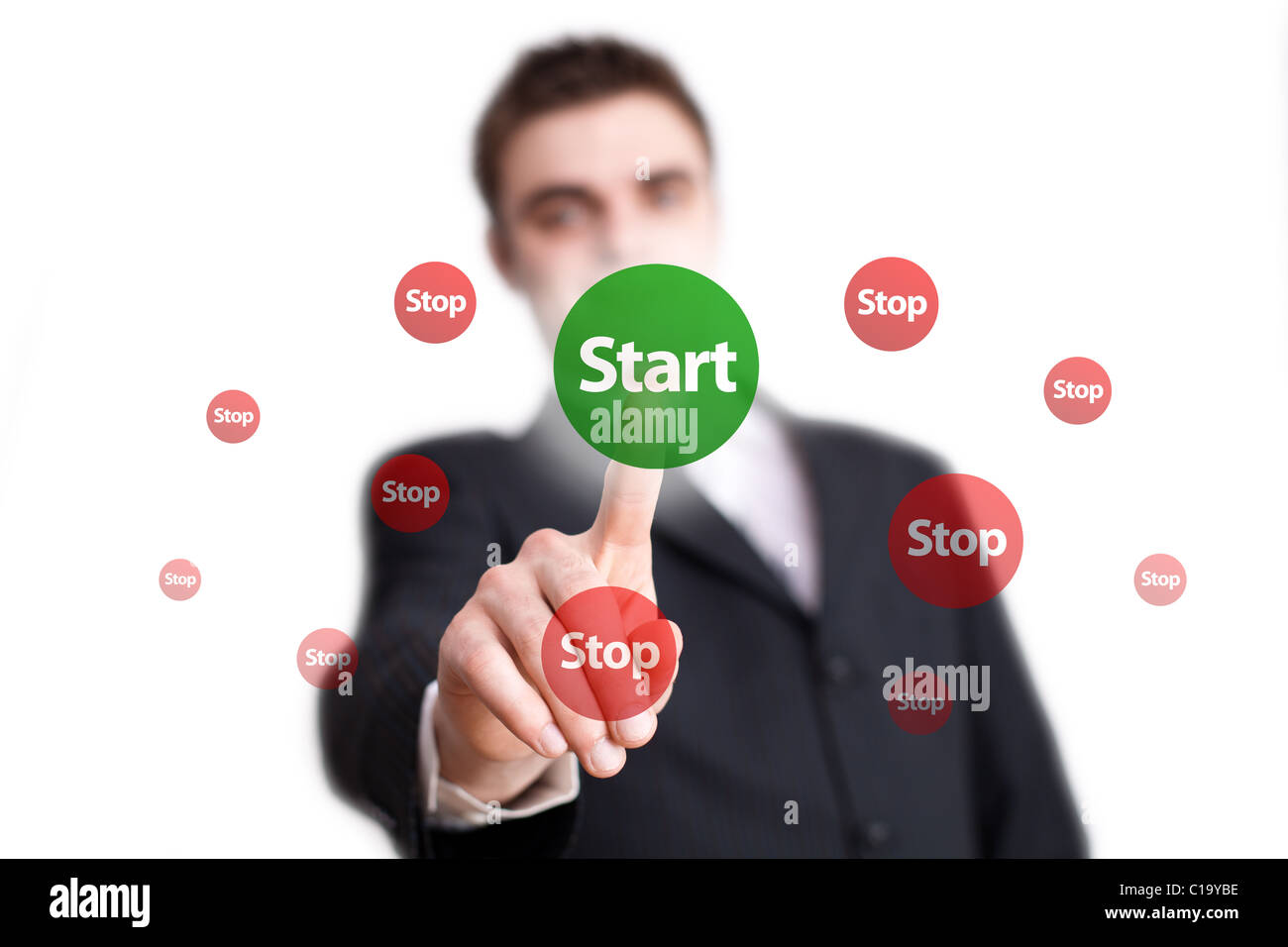 man hand pressing START button Stock Photo - Alamy