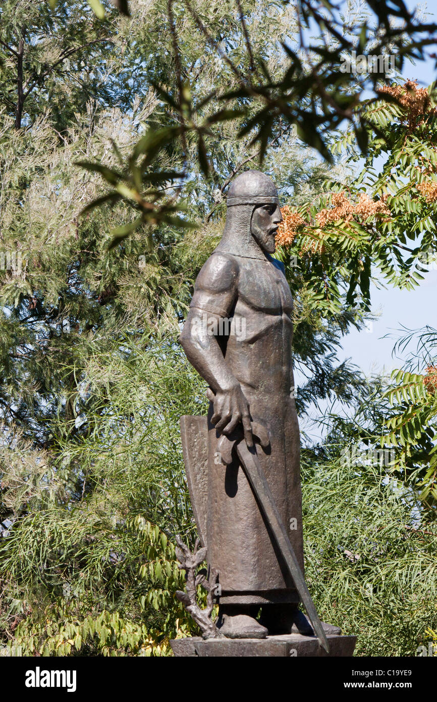 Statue of the first portuguese king, D. Afonso Henriques, located near ...