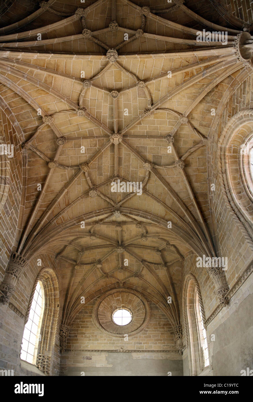 View of the inside ceiling of the beautiful Convent of Christ in Tomar ...