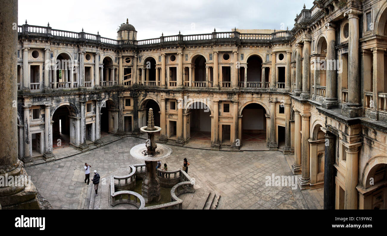 View of the main central square of the inside of the Convent of Christ ...