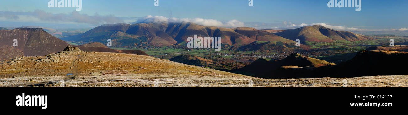 Panoramic view of Causey Pike, Skiddaw and Blencathra, taken from the ...